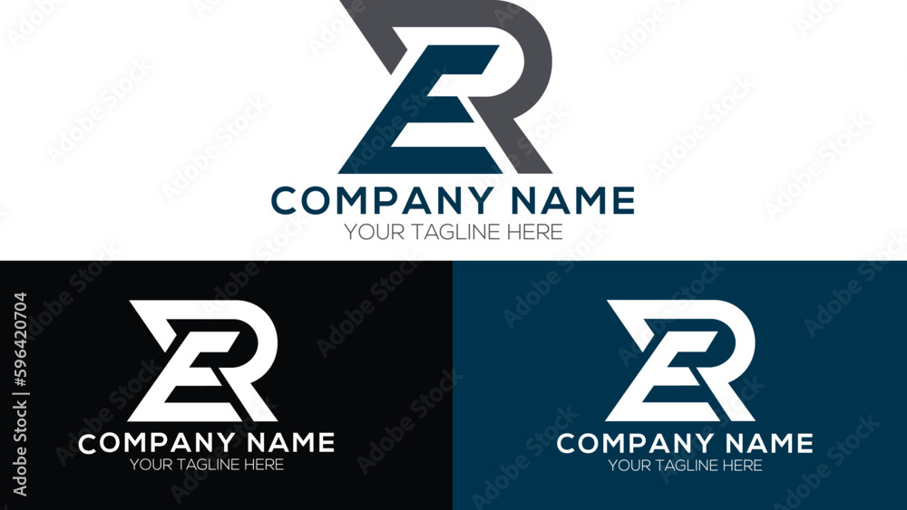 Initial ER Letter Logo Design vector illustration, ER logo isolated in ...