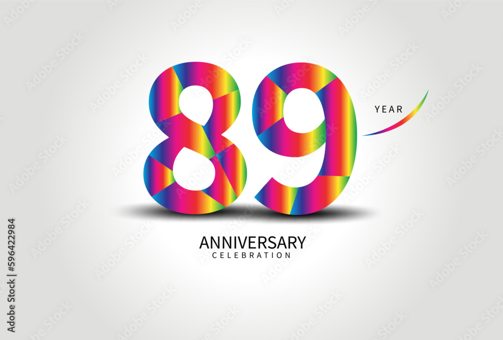 89 Year Anniversary Celebration Logo colorful vector, 89 Number Design ...
