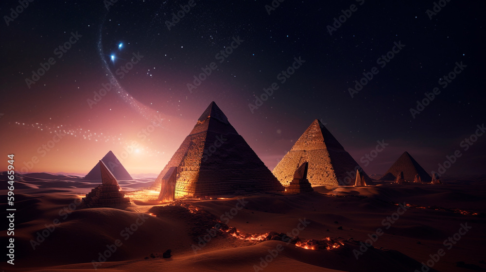 Egyptian pyramids are present in this future desert environment at ...