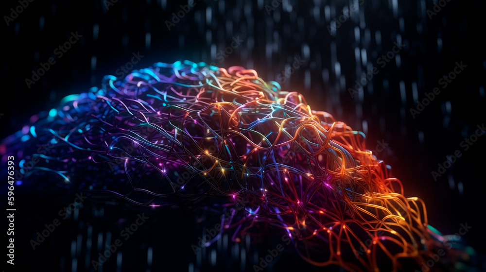 spread of digital brain connections. Artificial intelligence and the idea of neural networks ...