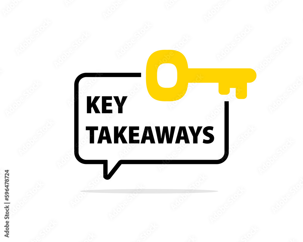 Key takeaways message speech bubble icon. Clipart image isolated on white background Stock ...