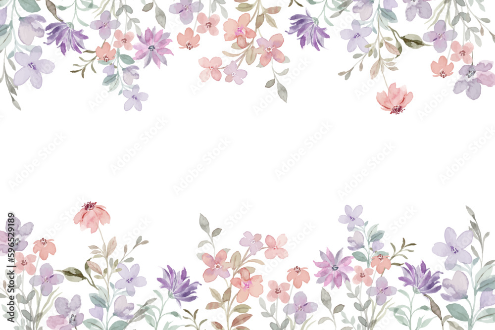 Watercolor wildflower border garden Stock Vector | Adobe Stock
