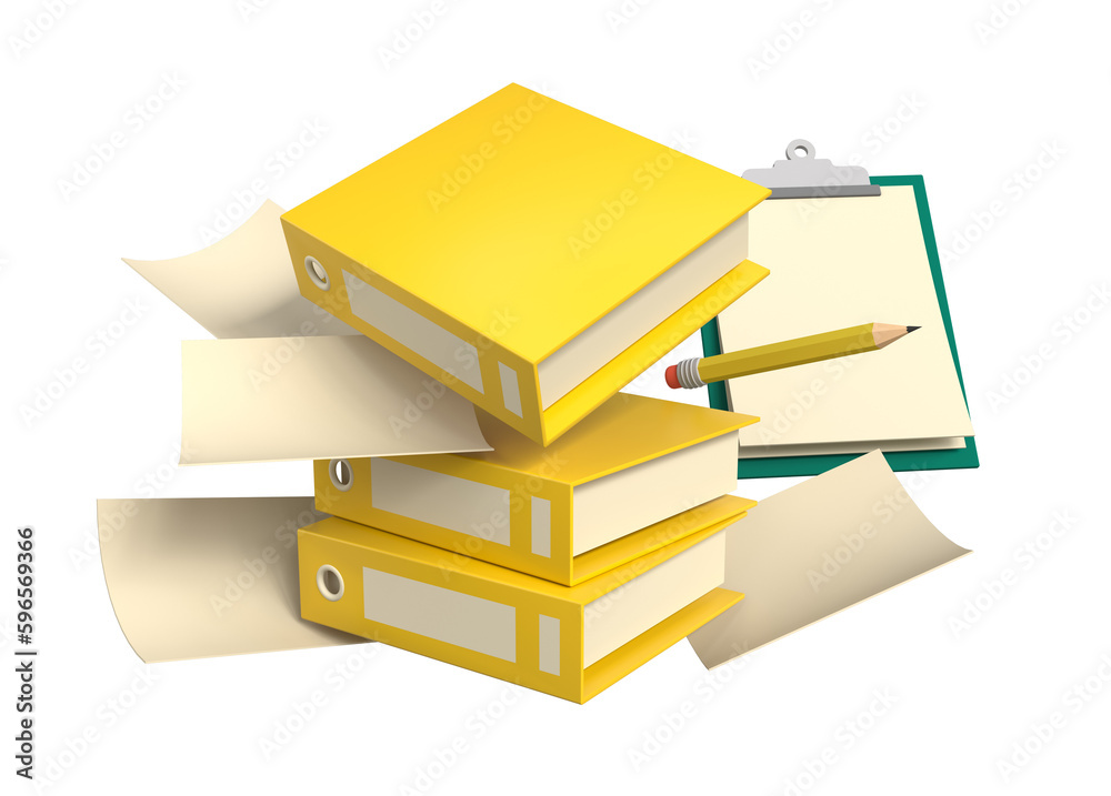 Icon of flying office folders with documents in cartoon style for web ...
