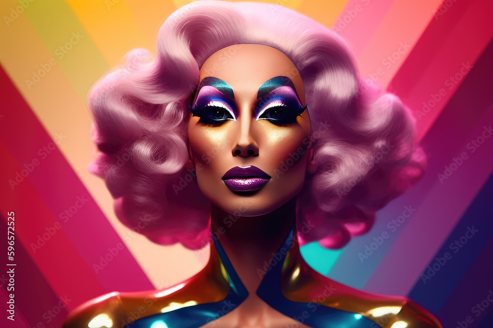 Fictional trans woman with make-up in transgender colors and pink hair ...