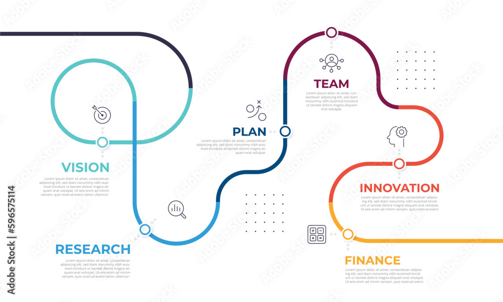 Process of business step, Roadmap timeline infographic with 6 process ...