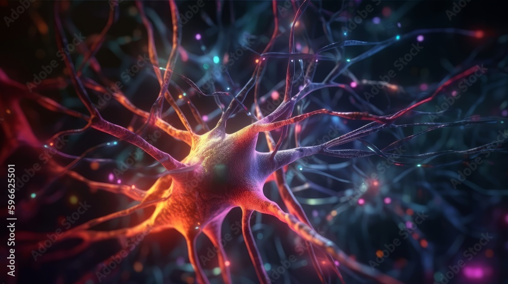 Connections explosion: brain neural network in 3D. Journey in 3D through the complexity of the ...