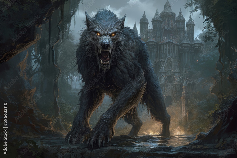 Scary werewolf fantasy. Generate Ai Stock Illustration | Adobe Stock