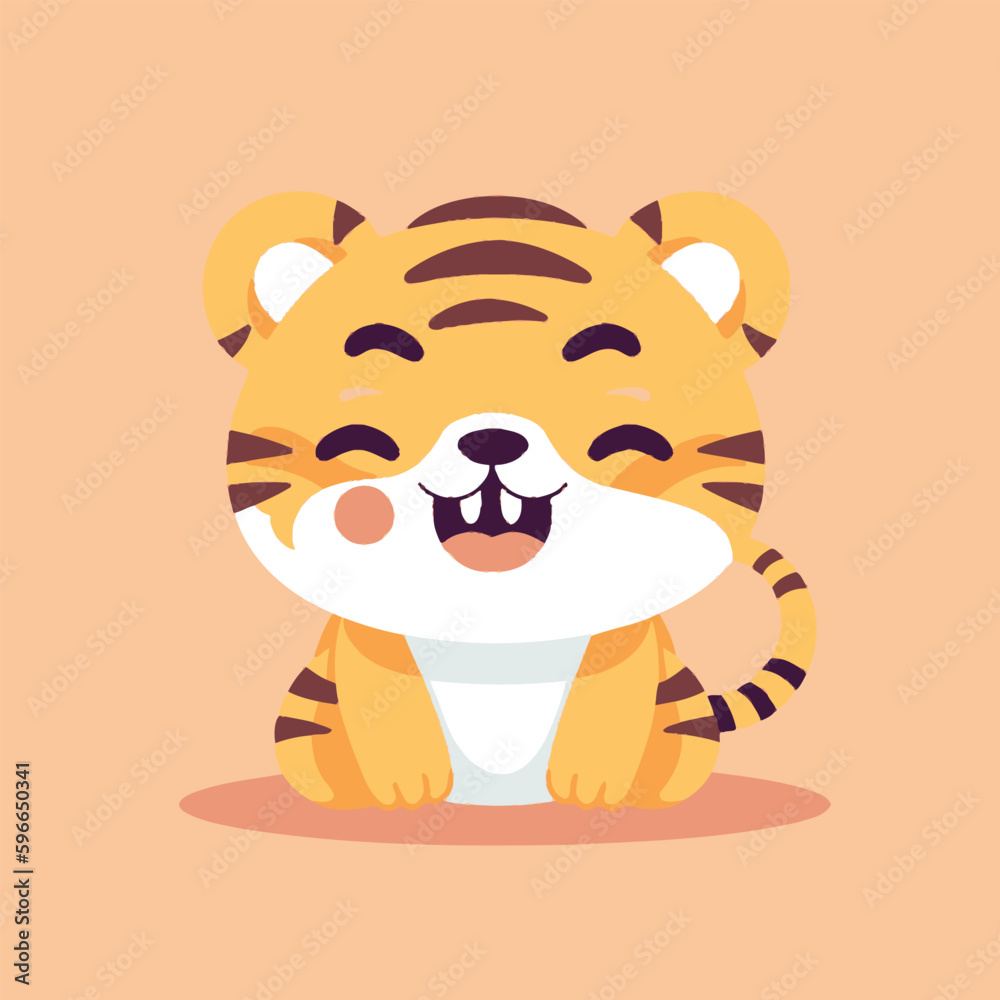 Cute kawaii tiger chibi mascot vector cartoon style Stock Vector ...