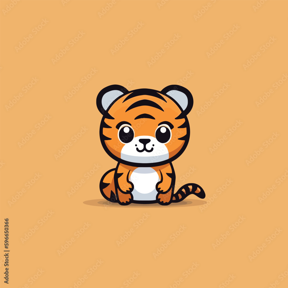 Cute kawaii tiger chibi mascot vector cartoon style Stock Vector ...