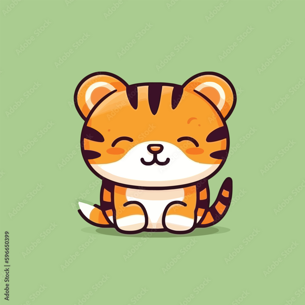 Cute kawaii tiger chibi mascot vector cartoon style Stock Vector ...