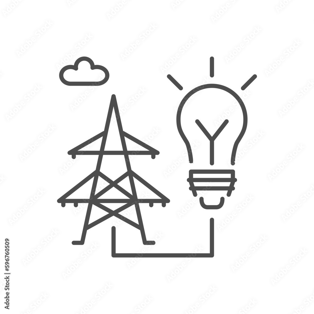 Electrical energy related vector linear icon. Electrical power. Energy ...