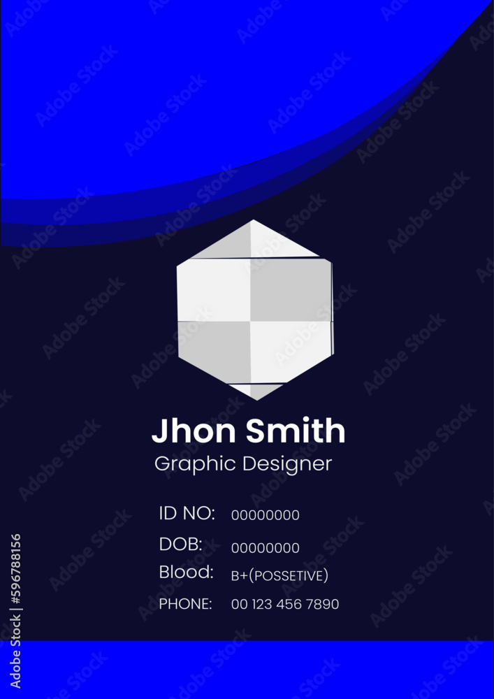 Simple vector office ID card design template. Creative Corporate ...