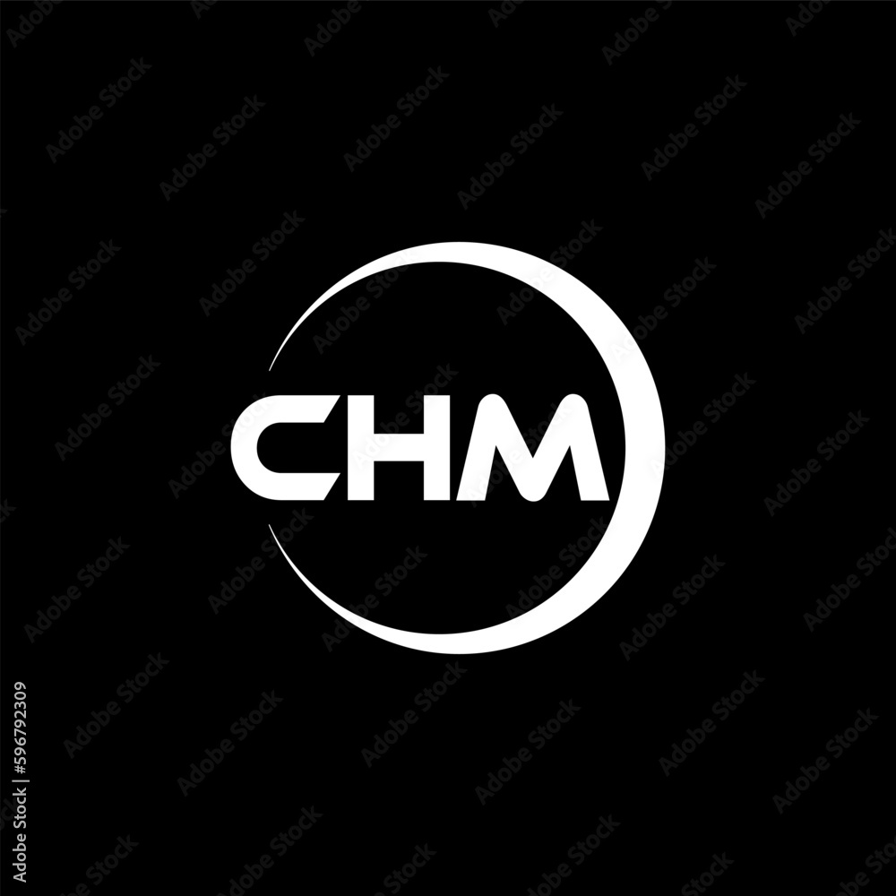 CHM letter logo design with black background in illustrator, cube logo ...