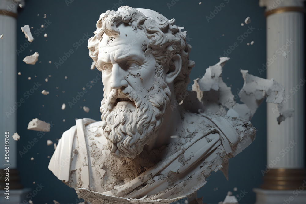 Ilustración de Stock Broken ancient greek statue, destroyed marble bust ...