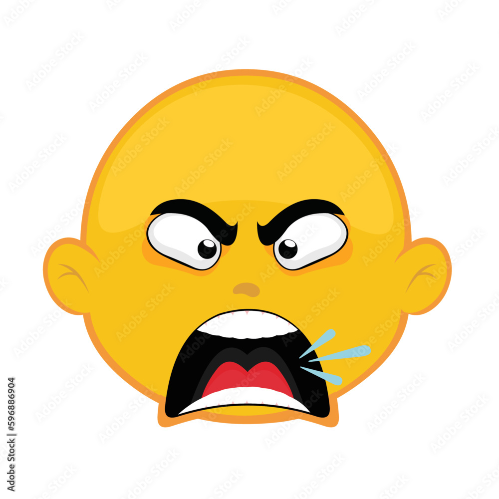 vector emoticon illustration face of a yellow cartoon character, with ...