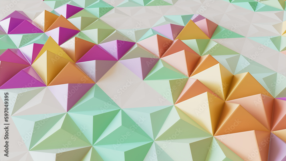 Multicolored Three-Dimensional Surface with Triangular Pyramids. Modern ...