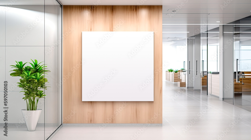 Mockup of an empty vertical sign in a modern office - Generative AI ...