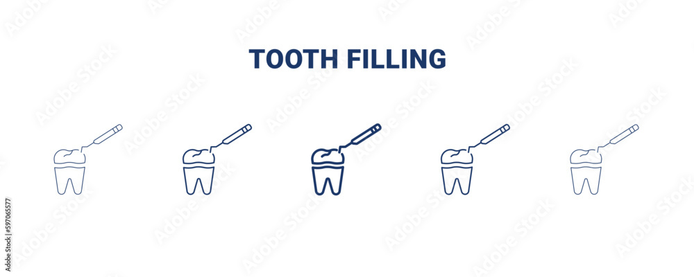 tooth filling icon. Thin, light, regular, bold, black tooth filling ...