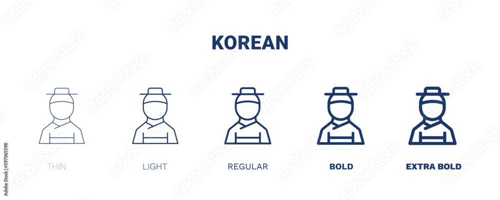 เวกเตอร์ Stock korean icon. Thin, light, regular, bold, black korean ...