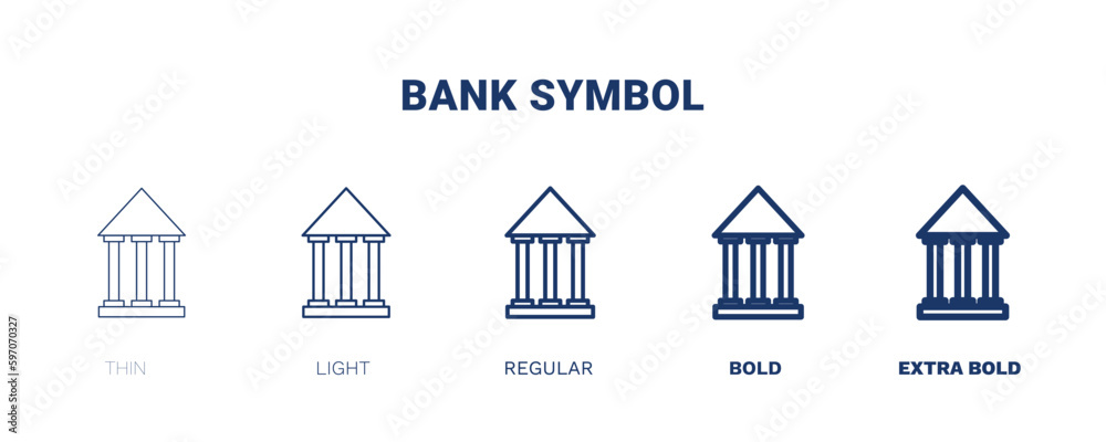 Vektor bank symbol icon. Thin, light, regular, bold, black bank symbol ...