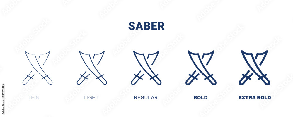 saber icon. Thin, light, regular, bold, black saber icon set from sport ...
