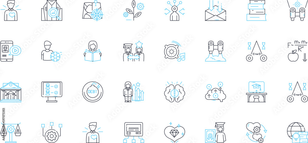 Image vectorielle Stock Benevolence and community linear icons set ...