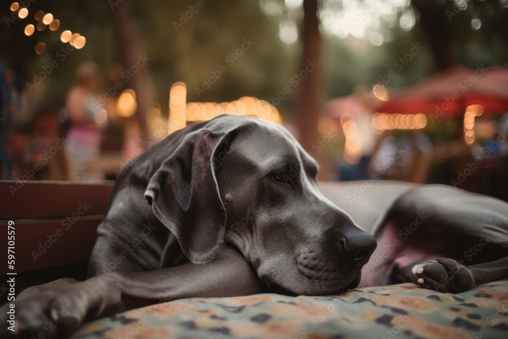 Group portrait photography of a happy great dane sleeping on a couch ...