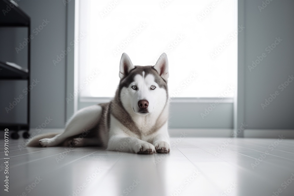 Environmental portrait photography of a curious siberian husky rolling ...