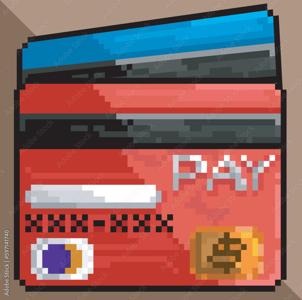 payment methods,vectorized pixel art,credit card pixel art,editable ...
