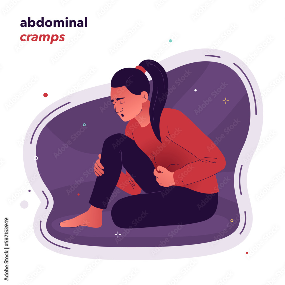 Vector illustration of a girl sitting on the floor who is experiencing ...