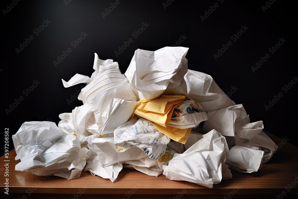 pile of tissues with used ones at the bottom and unused ones on top ...