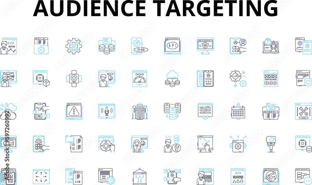 Audience targeting linear icons set. Demographics, Psychographics ...