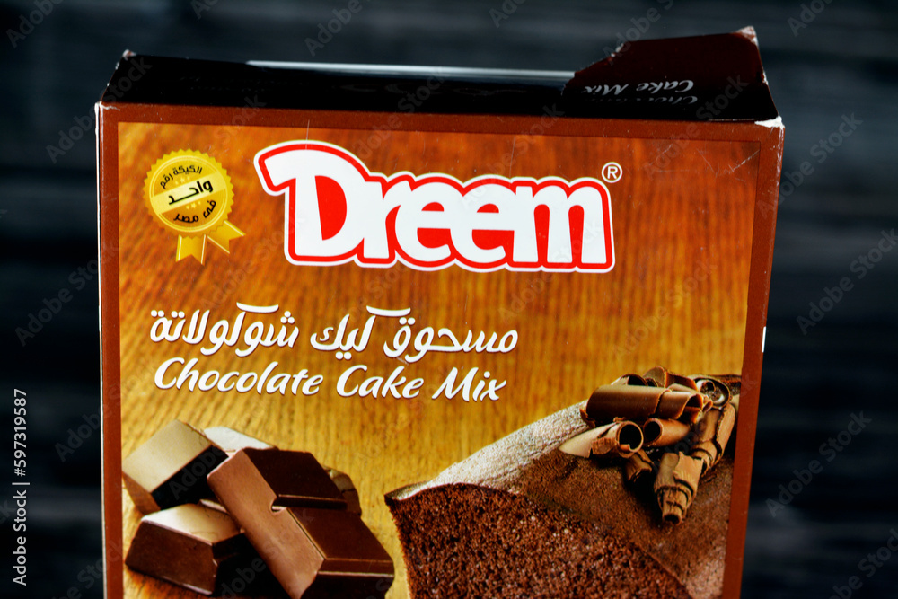 Cairo, Egypt, April 26 2023: Dreem chocolate cake mix, delicious ...