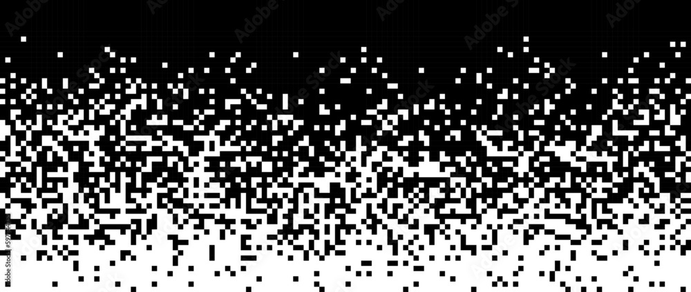 Pixelated halftone gradient noise. black and white fading pixel texture ...