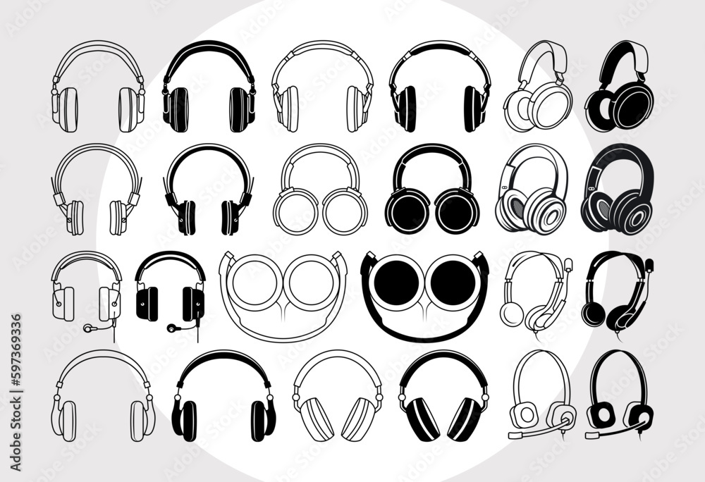 Headphone SVG Bundle, Modern Audio Headset Svg, Headset Svg, Headphone ...