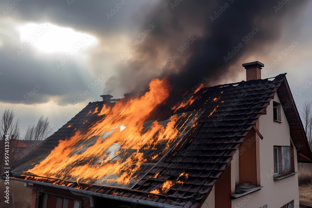 Photovoltaic system in a burning family house. Major challenge to put ...