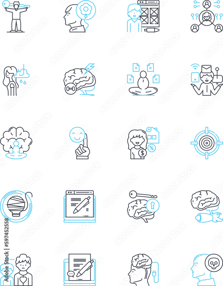 Vetor Time efficiency linear icons set. Streamlined, Productive ...