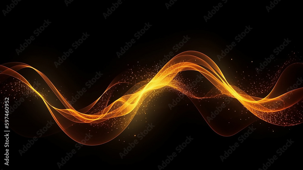 Abstract shiny gold wave light effect , golden luminous glow abstract ...