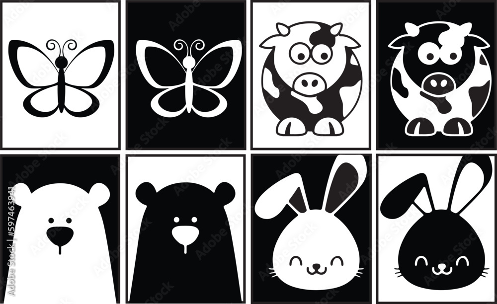 Black and white flash card with high contrast for baby vector, newborn ...