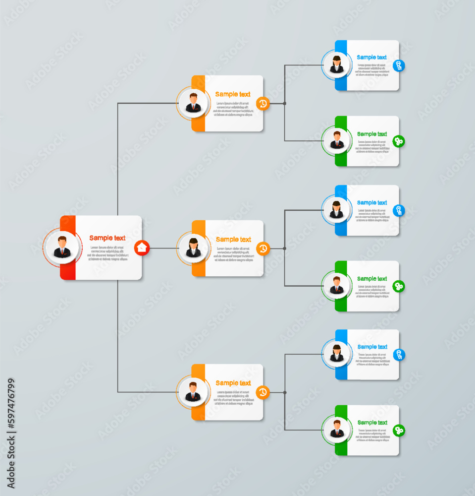 Corporate organizational chart. Business hierarchy infographic elements ...