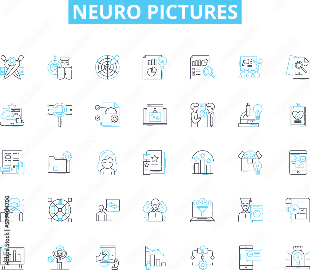Neuro pictures linear icons set. Brainwaves, Neurons, Memories ...