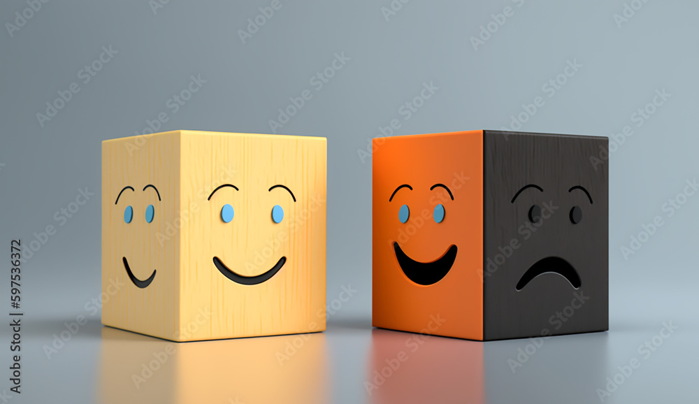Illustration Stock Mental health and emotional state, Smile face in ...