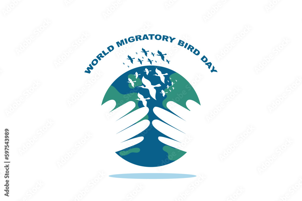 World Migratory Bird Day.May 8th. Map of the world with the migration ...