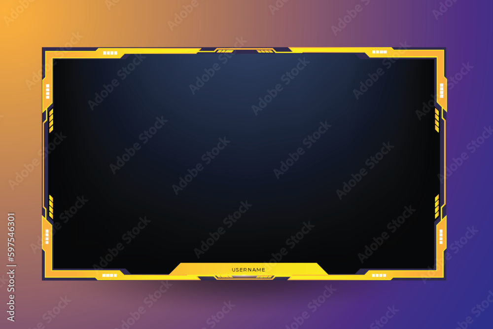 Twitch stream panel overlay template. Digital streaming screen ...