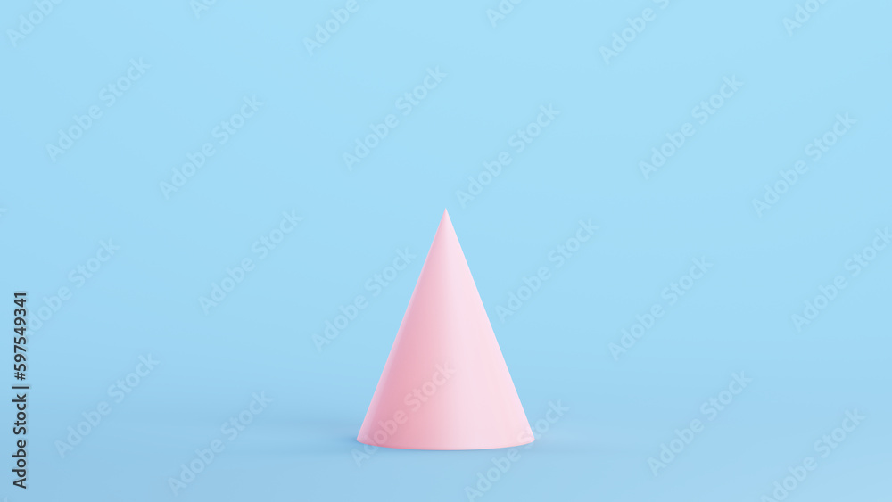 Pink Cone Geometric Shape Solid Pointy Round Structure Kitsch Blue ...
