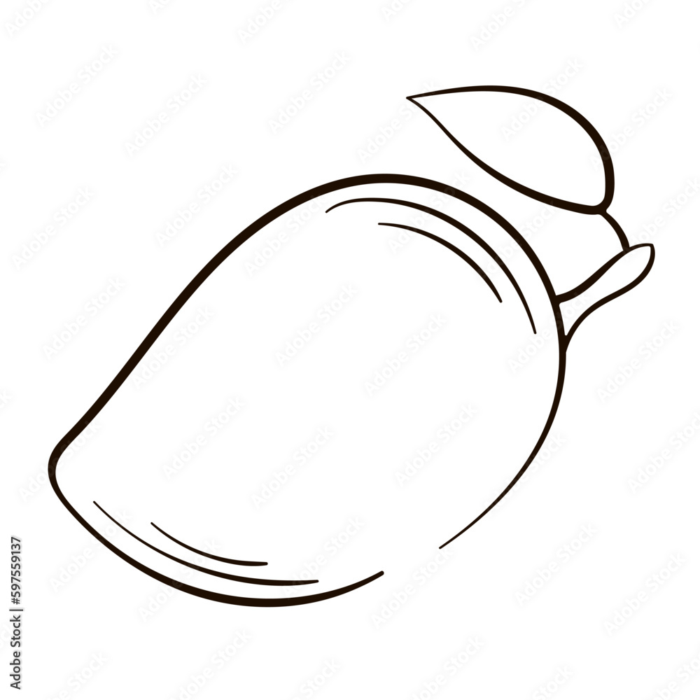 Mango icon line art style. Line drawing of healthy organic mango for ...