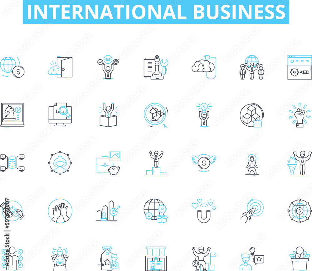 International business linear icons set. Globalization, Exporting ... International business linear icons set. Globalization, Exporting ...