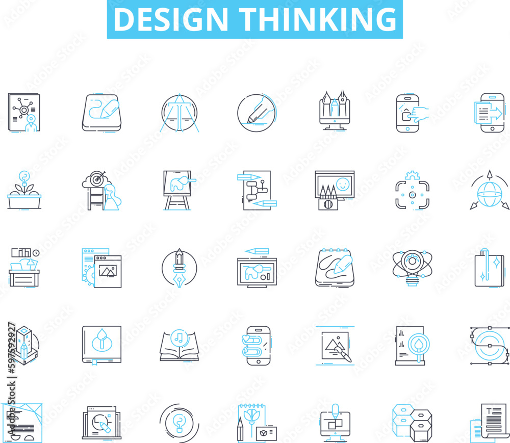 Design thinking linear icons set. Ideation, Prototyping, Empathy ...