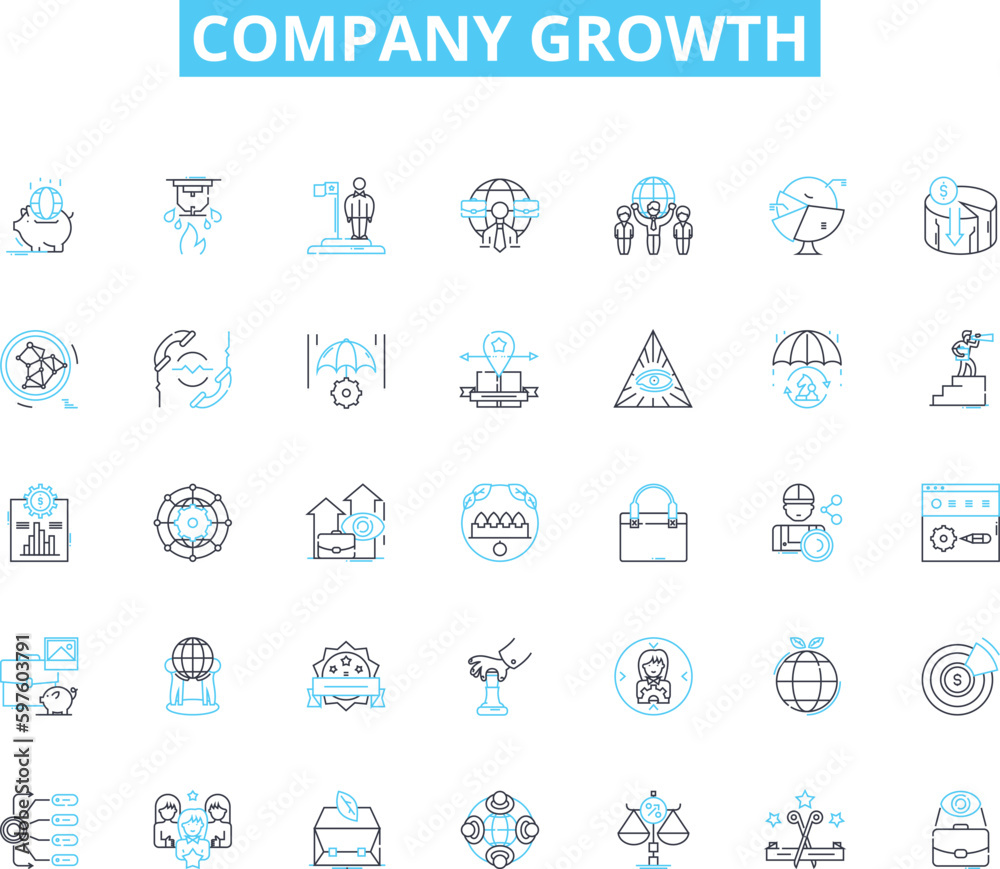 Vetor Company growth linear icons set. Expansion, Development ...