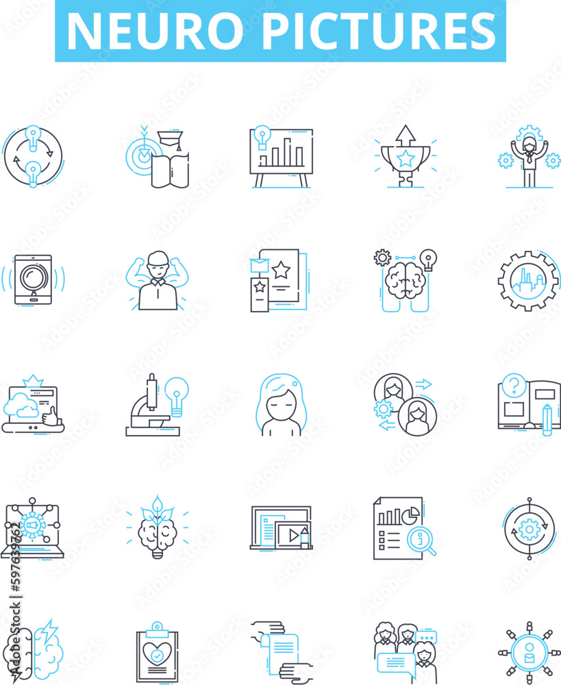 Neuro pictures vector line icons set. Neuroimage, Neurography, Brain ...